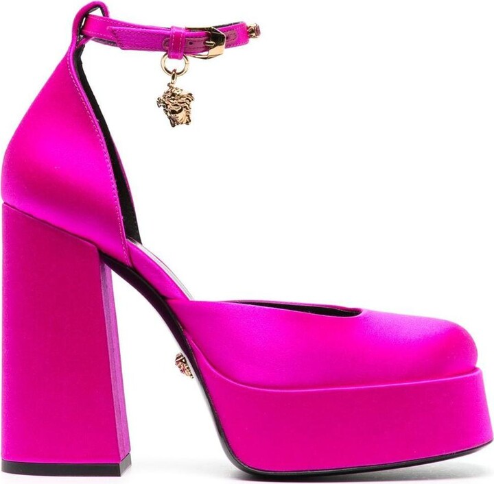 Versace Satin platform pumps - ShopStyle
