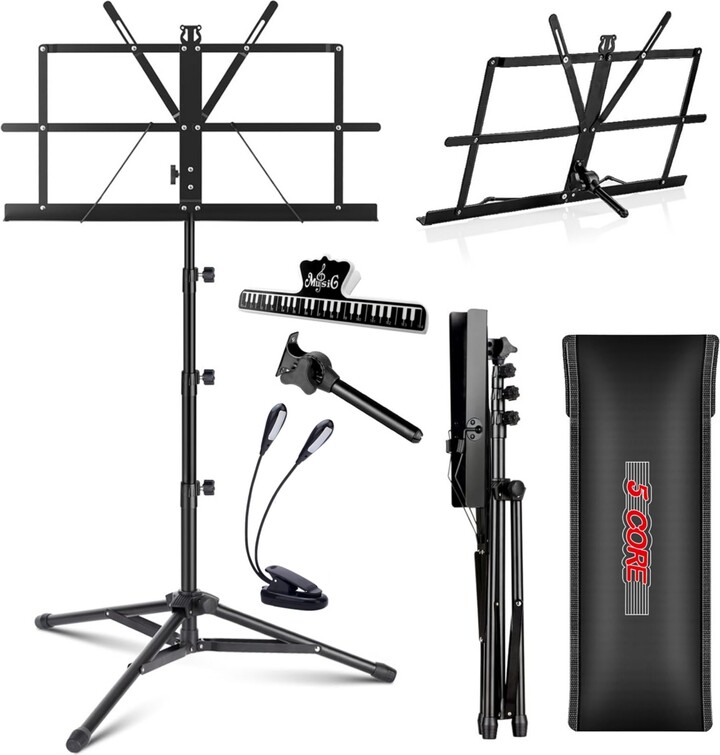 5 Core Music Stand 2 in 1 Dual Use Sheet Music Professional Portable ...