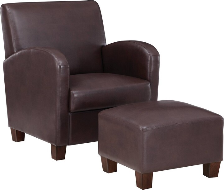 Aiden Chair and Ottoman Cocoa Faux Leather - OSP Home Furnishings - ShopStyle