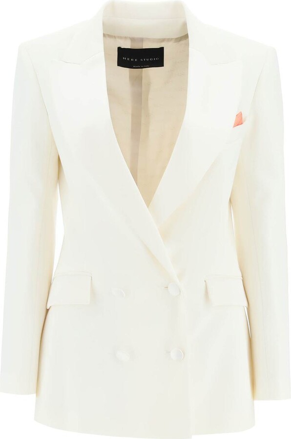 Hebe Studio bianca blazer in cady and satin - ShopStyle