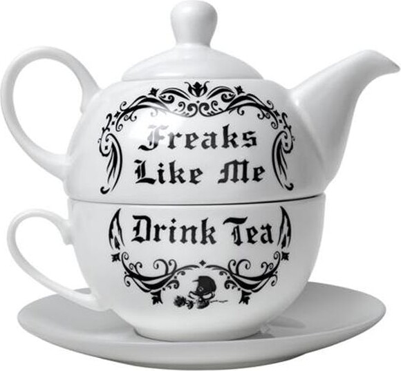 Alchemy Gothic ATS2 6.5 In. Freaks Like Me Drink Tea Set In White And ...