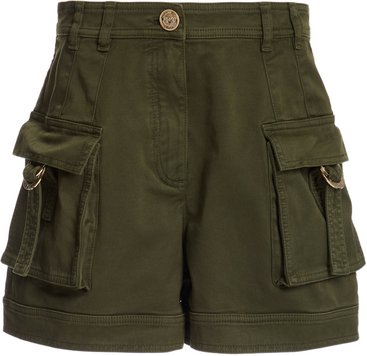 Balmain Stretch-Cotton High-Rise Cargo Shorts - ShopStyle