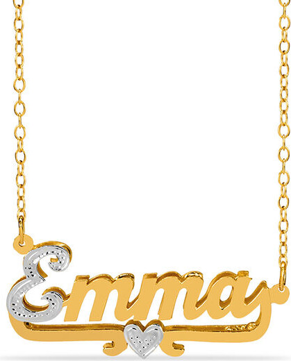 Zales Multi-Finish Script Name with Heart Accent Necklace in Sterling ...