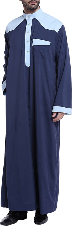 Beokeuioe Prayer Clothing Islam Black Abaya Kaftan Men's Long Sleeve ...