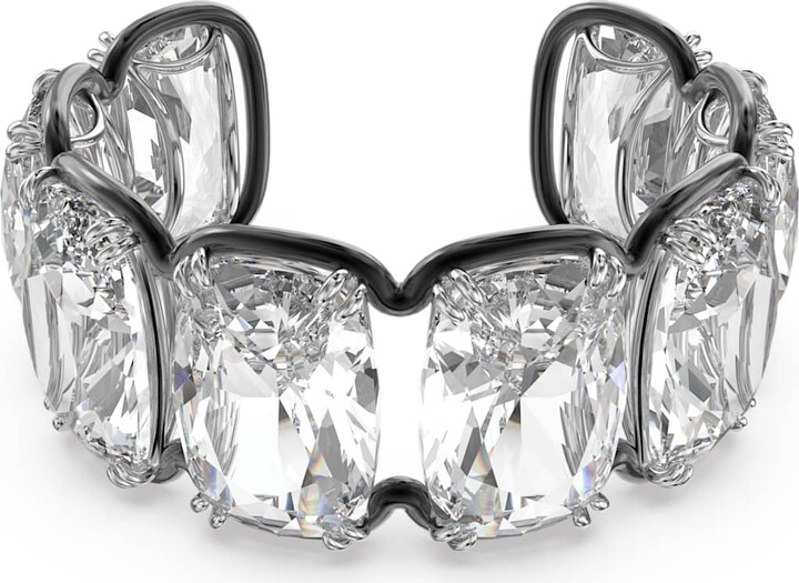 Swarovski Harmonia cuff, Oversized floating crystals, White, Mixed ...