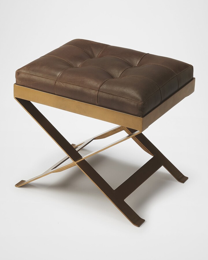 Ari Leather Tufted Stool - ShopStyle