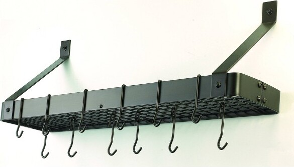 Old Dutch International Oiled Bronze Wall-Mount Bookshelf Pot Rack with ...