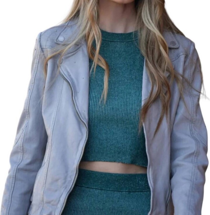 MAURITIUS Sofia Rf Leather Jacket In Winter Sky - ShopStyle