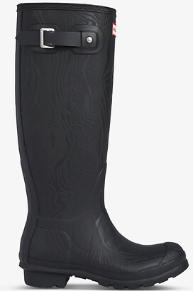 Hunter Womens Black Original Tall Erosion-texture Vulcanised Natural ...