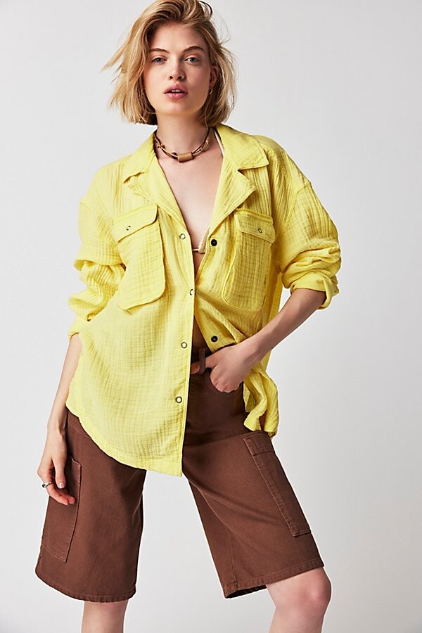 Free People We The Free Izzy Cargo Double Cloth Buttondown - ShopStyle ...