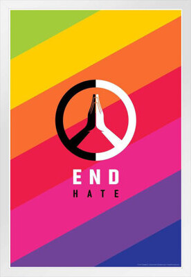 Trinx End Hate Unity Hands Peace Sign LGBTQIA Rainbow Flag Bright ...