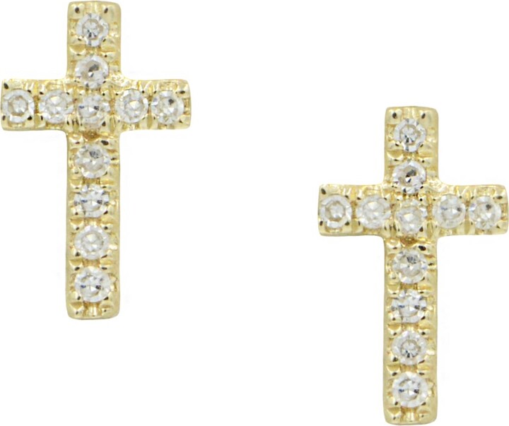 Kamaria Gold Cross Diamond Studs - ShopStyle Fine Earrings