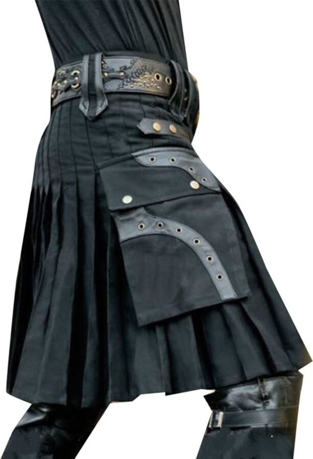 QIFLY Traditional Stag Party Kilt Men's Wedding Utility Kilts Scotland Gothic Scottish Clothing ...