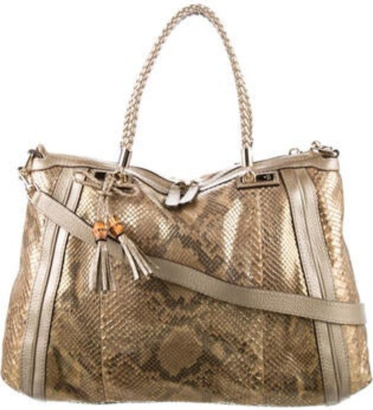 Gucci Python Bella Top Handle Bag - ShopStyle