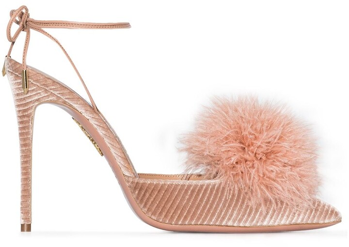 Aquazzura Boudoir 105mm feather-detail pumps - ShopStyle