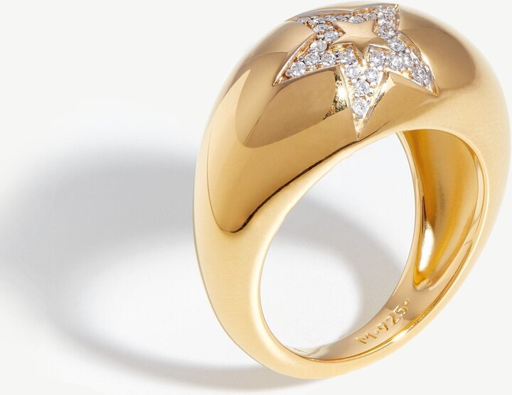 Celestial Pave Star Dome Ring 18ct Gold Plated Vermeil/Cubic Zirconia - ShopStyle