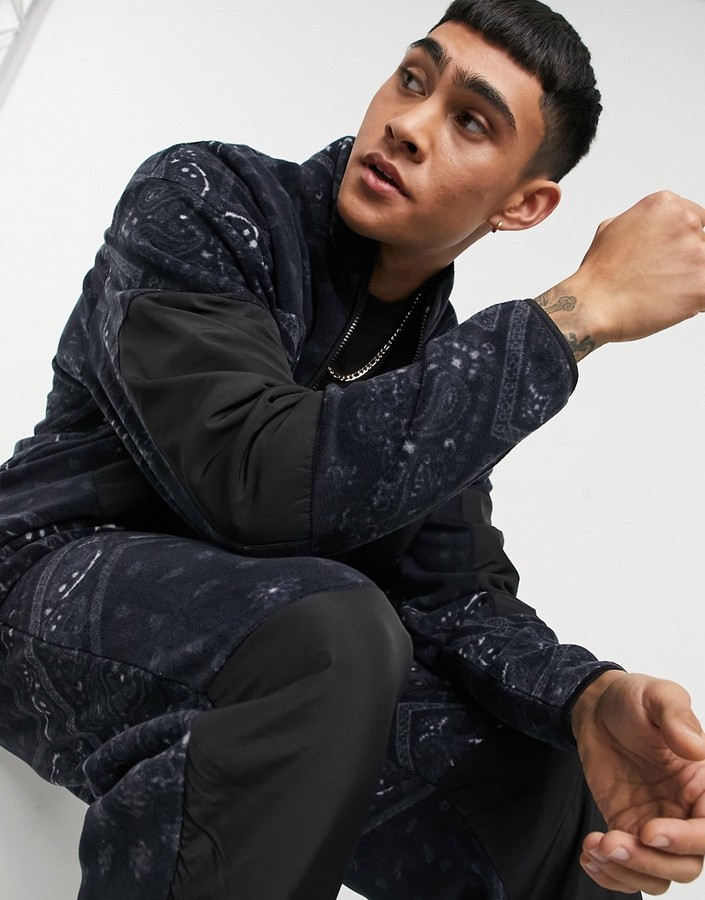 ASOS DESIGN set oversized polar fleece track jacket in all over ...