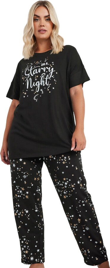Yours Curve 'On A Starry Night' Wide Leg Pyjama Gift Set - Women's ...