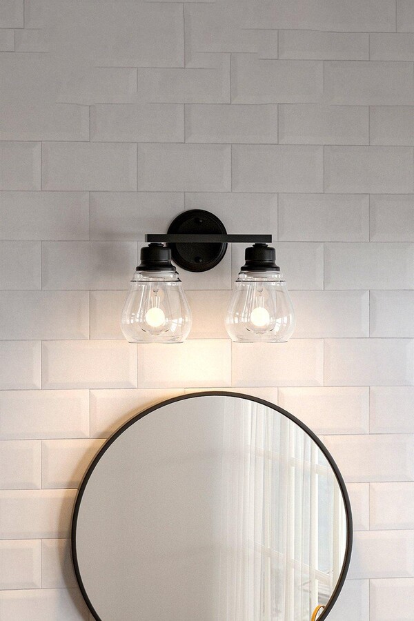 Living and Home Matte Black 2-Light Bathroom Vanity Sconce - ShopStyle ...