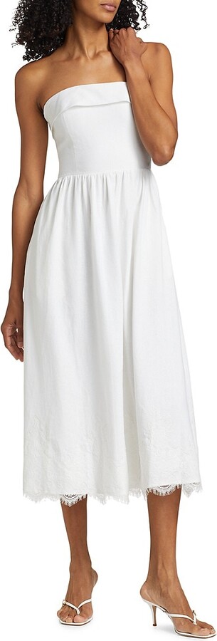 WAYF Women's Amalia Linen-Blend Strapless Midi-Dress - Ivory - Size XS ...