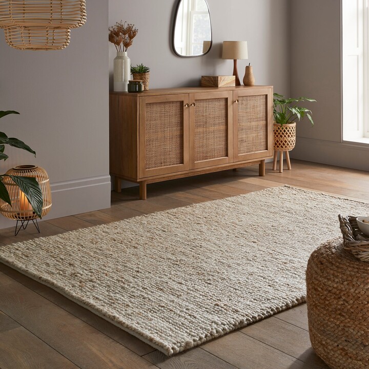 Dunelm Pebble Wool Rug Cream - ShopStyle