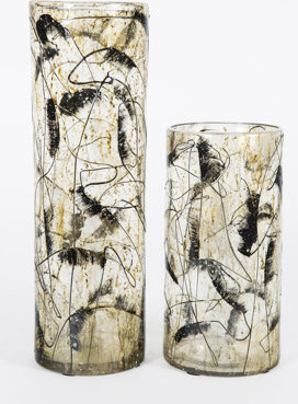 Prima Design Source 2 Piece Gold/Black Glass Table Vase Set - ShopStyle