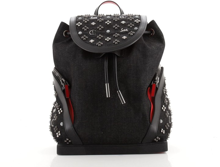 Christian Louboutin Explorafunk Backpack Studded Denim with Leather ...