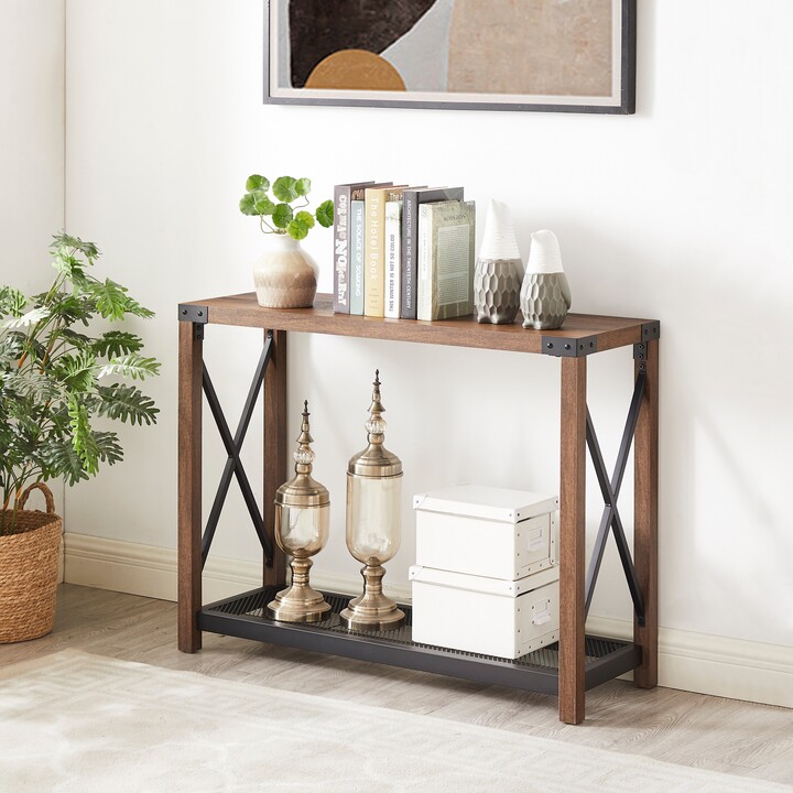 GREATPLANINC Industrial Console Table, Sofa Table Narrow Console Table ...