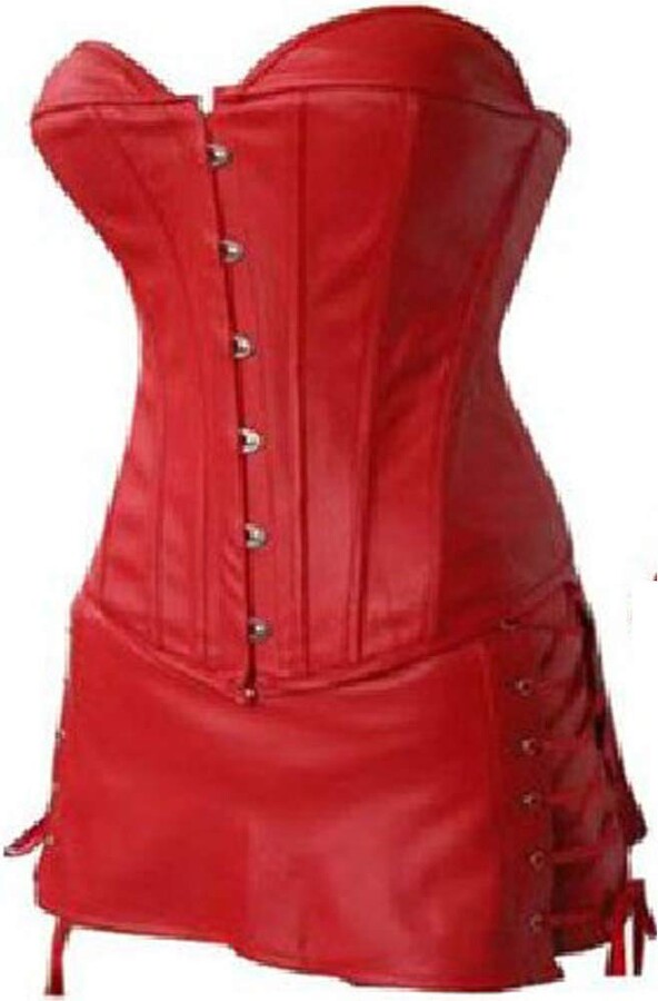 JL Corset Plus Size GOTH PUNK Faux Leather Corsets with Skirt Mini ...