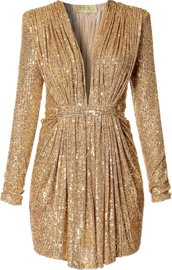 Aggi Women's Roxie Golden Diamond Sequin Mini Dress - ShopStyle