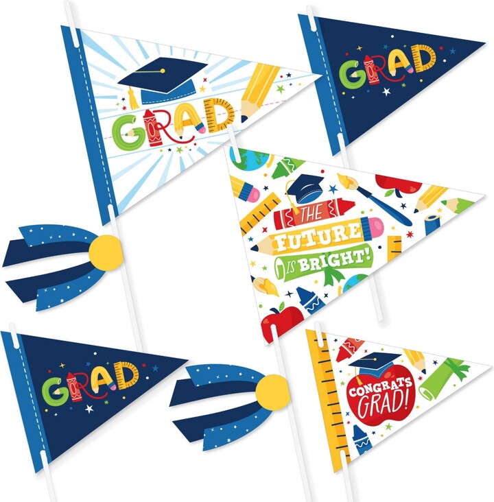Big Dot Of Happiness Elementary Grad Triangle Kids Party Props Pennant ...