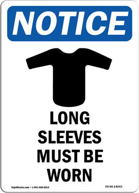 SignMission Long Sleeves Must Be Worn Sign with Symbol - ShopStyle Desks