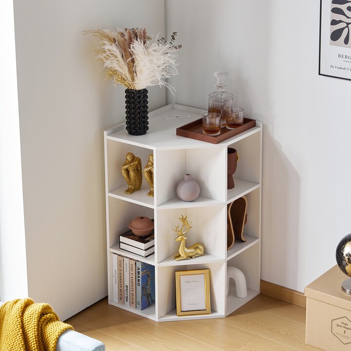 Corner Cabinet , 3-Tier Cube Storage Organizer with USB Ports and ...