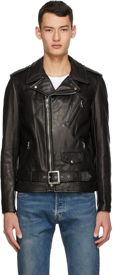 Schott Black Leather Biker Jacket - ShopStyle