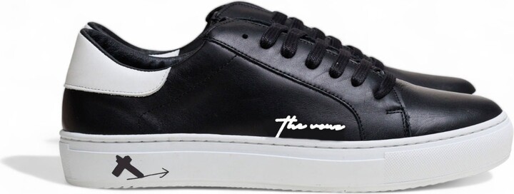 The Vouz Men's Spanish Black Leather Sneakers With White Leather ...