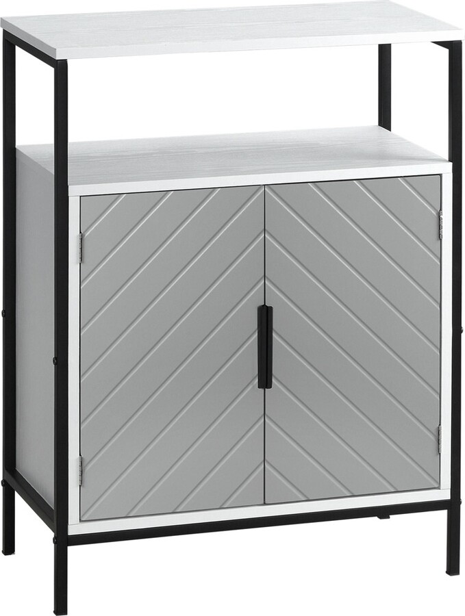 HOMCOM Kitchen Storage Cabinet with Door Cabinet and Open Compartment ...