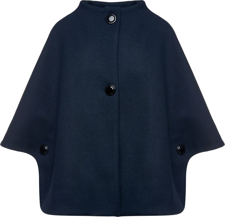 Conquista Women's Navy Blue Mouflon Cape With Buttons - ShopStyle Outerwear