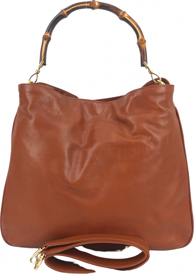 Gucci Bamboo leather handbag - ShopStyle Shoulder Bags