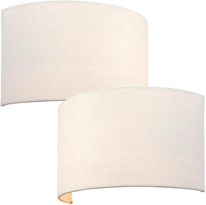 Loops 2 PACK Fabric LED Wall Light Vintage White Semi Circle Linen ...
