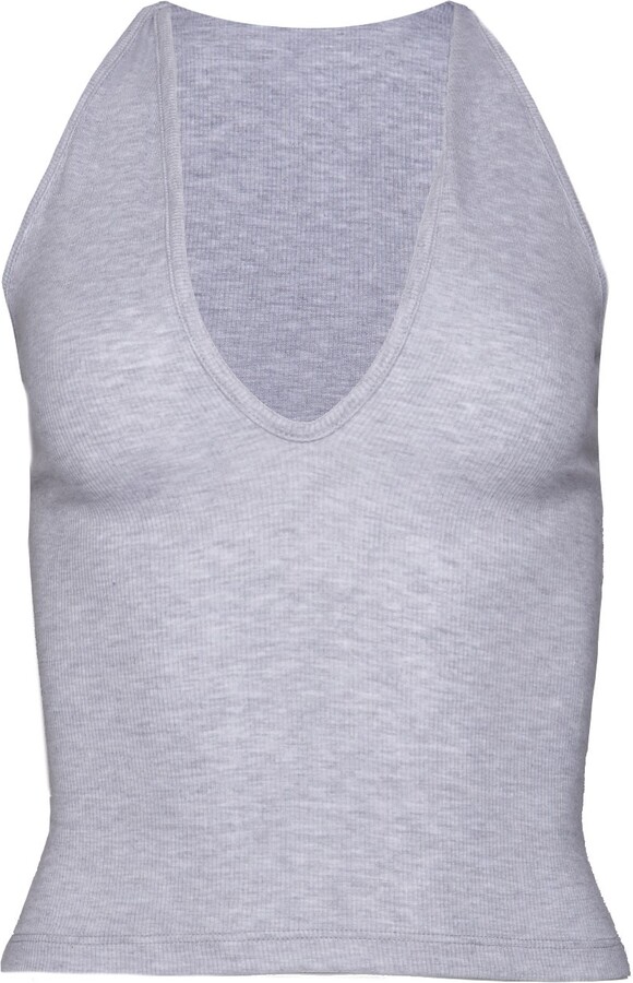 Earth Body Women's Pure Plunge Ribbed Sculpt-Body Tank In Grey ...