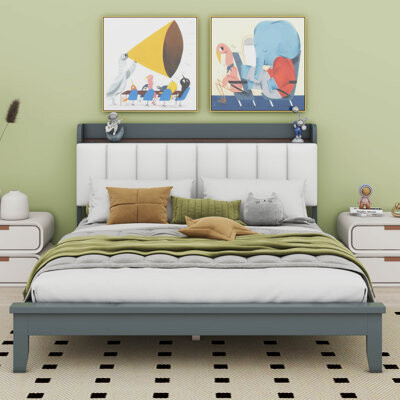 Munora Platform Bed with USB Charging Station and Storage Upholstered ...