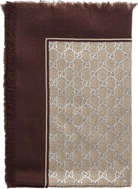 Gucci Monogrammed Fringe-Edge Shawl - ShopStyle Scarves & Wraps