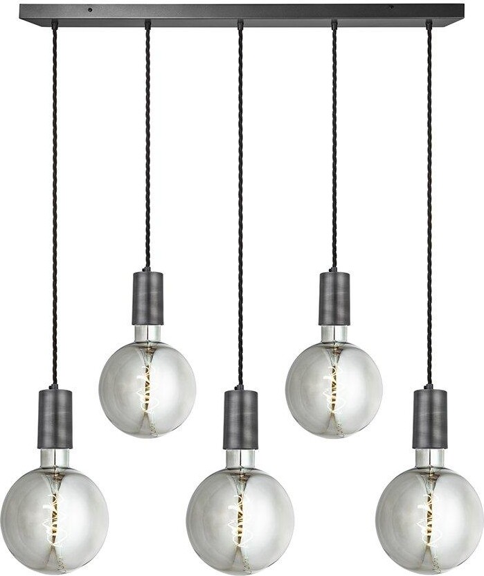 Industville Sleek Large Edison Cluster Lights, 5 Wire - Pewter ...