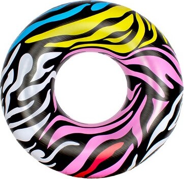 Swim Central 39" Multi-Color Zebra Stripes Inflatable Inner Tube Ring ...