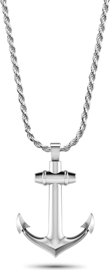 Rahul Patel Collection Men's Silver Anchor Necklace - ShopStyle Jewellery