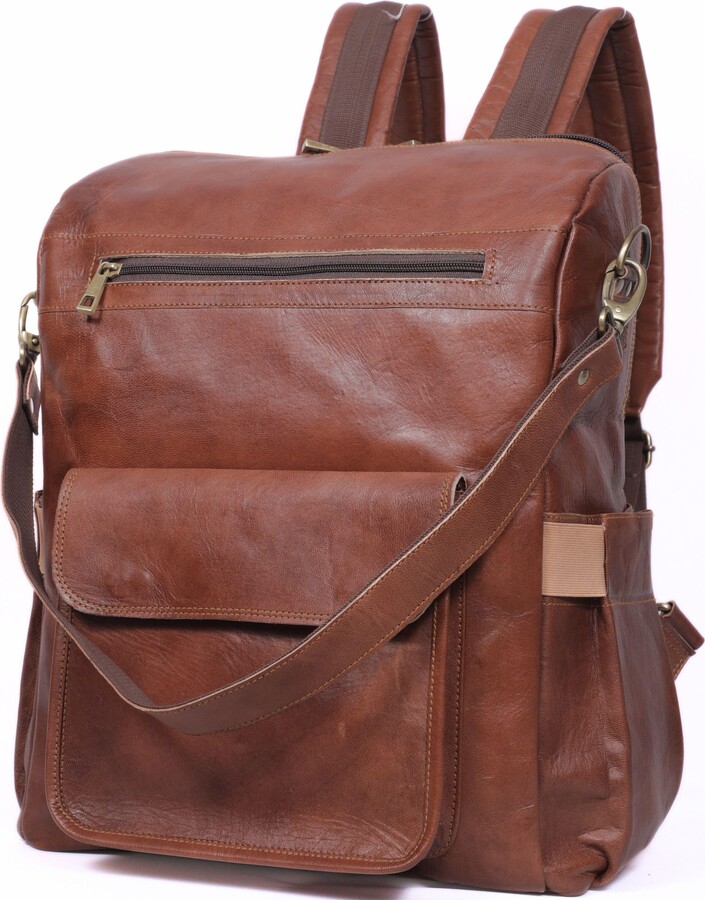 Bagsifi Genuine Leather Laptop Backpack for Women Designer Brown ...