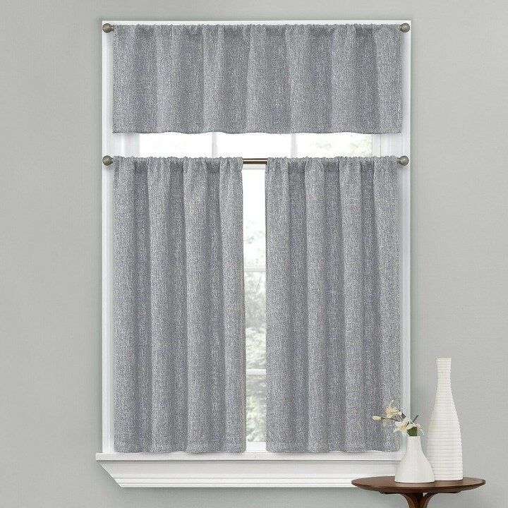 Kate Aurora Complete Textured 3 Piece Café Kitchen Curtain Tier ...