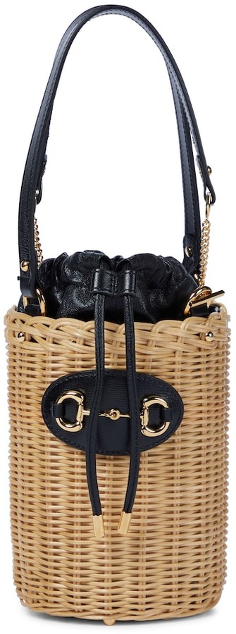 Gucci Horsebit 1955 rattan bucket bag - ShopStyle
