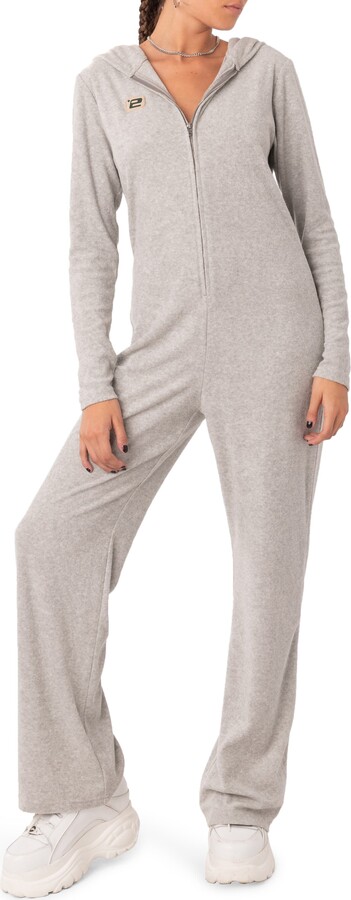 EDIKTED Hooded Terry Lounge Jumpsuit - ShopStyle
