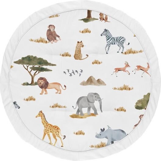 Sweet Jojo Designs Boy or Girl Gender Neutral Unisex Baby Tummy Time Playmat Jungle Animals ...